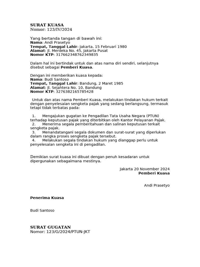 Surat Kuasa - Neng Putri | PDF | Pengelolaan Keuangan & Uang | Hukum