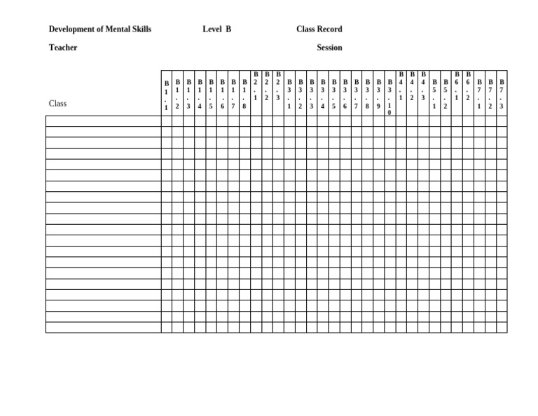 Class Record Grid B Pdf