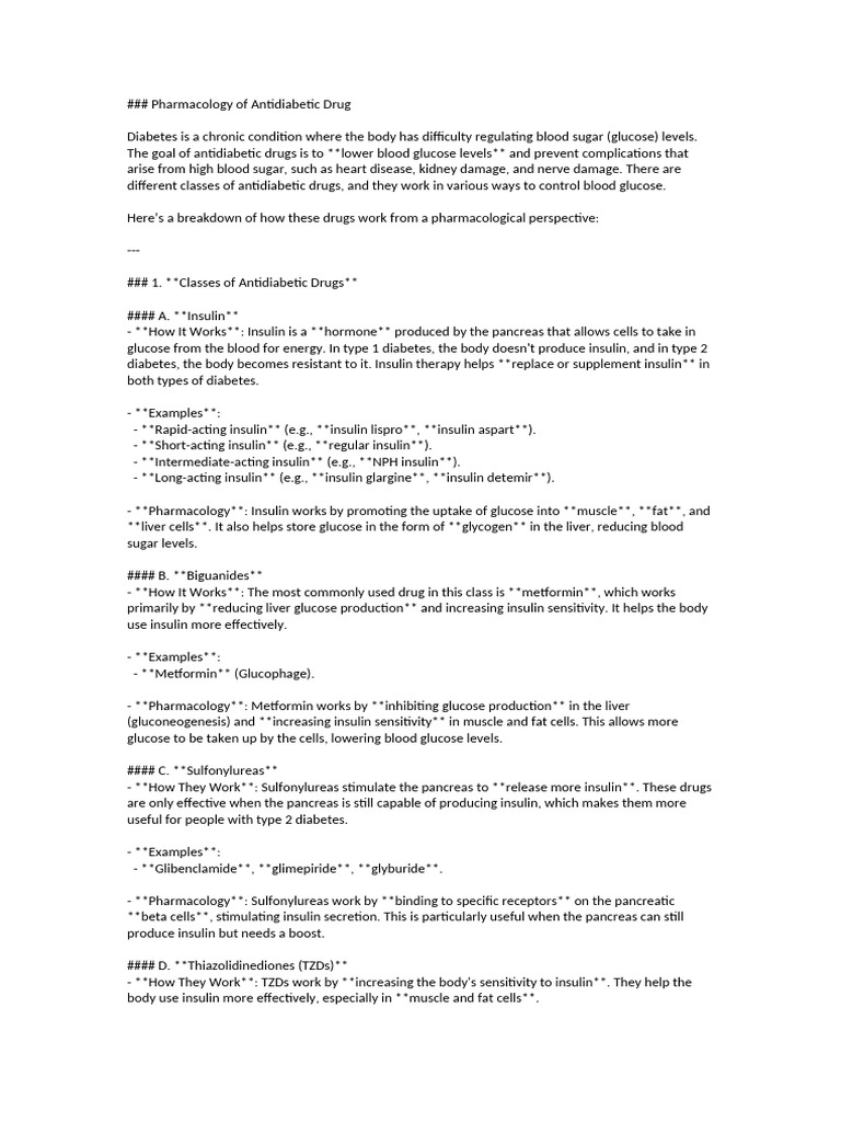 Antidiabetic Drug Classes Explained | PDF | Insulin | Diabetes