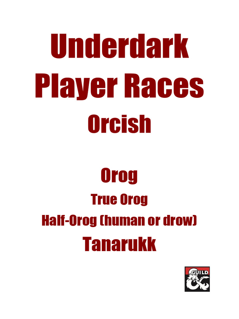 1079189-Underdark Player Races Orcish v2 | PDF | Fantasy Creatures ...