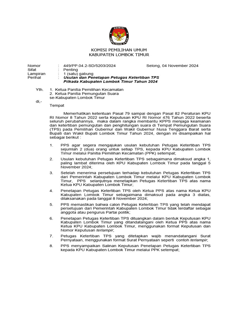 Surat Pembentukan Petugas Ketertiban TPS | PDF | Hukum