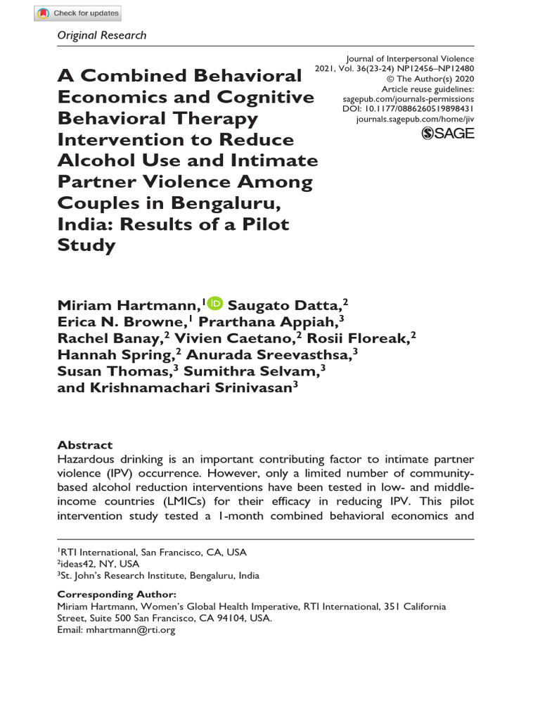 A Combined Behavioral | PDF | Violence | Psychology