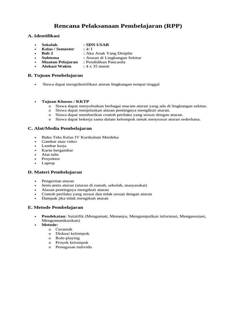 RPP PPKN Kelas 4 Bab2-1 | PDF