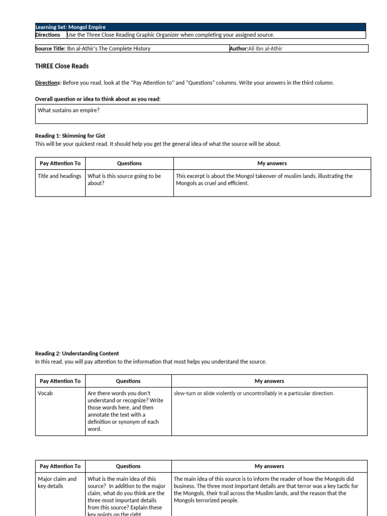 THREE Close Reads: Directions Source Title: Author | PDF | Cognition
