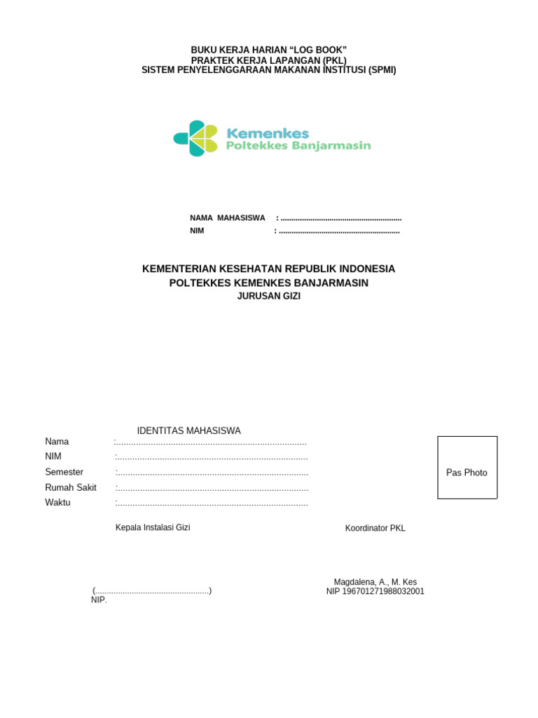 Log Book PKL Sistem Makanan Institusi | PDF
