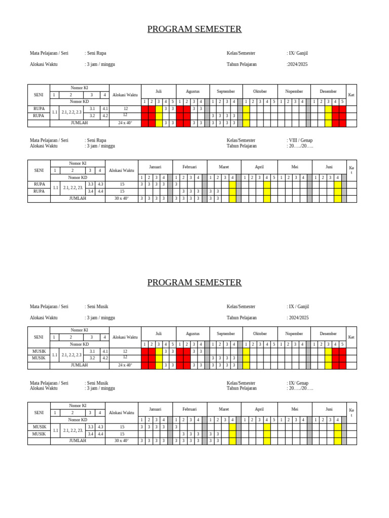 Program Semester Kelas 9 SMP AWH TBI 2024 | PDF