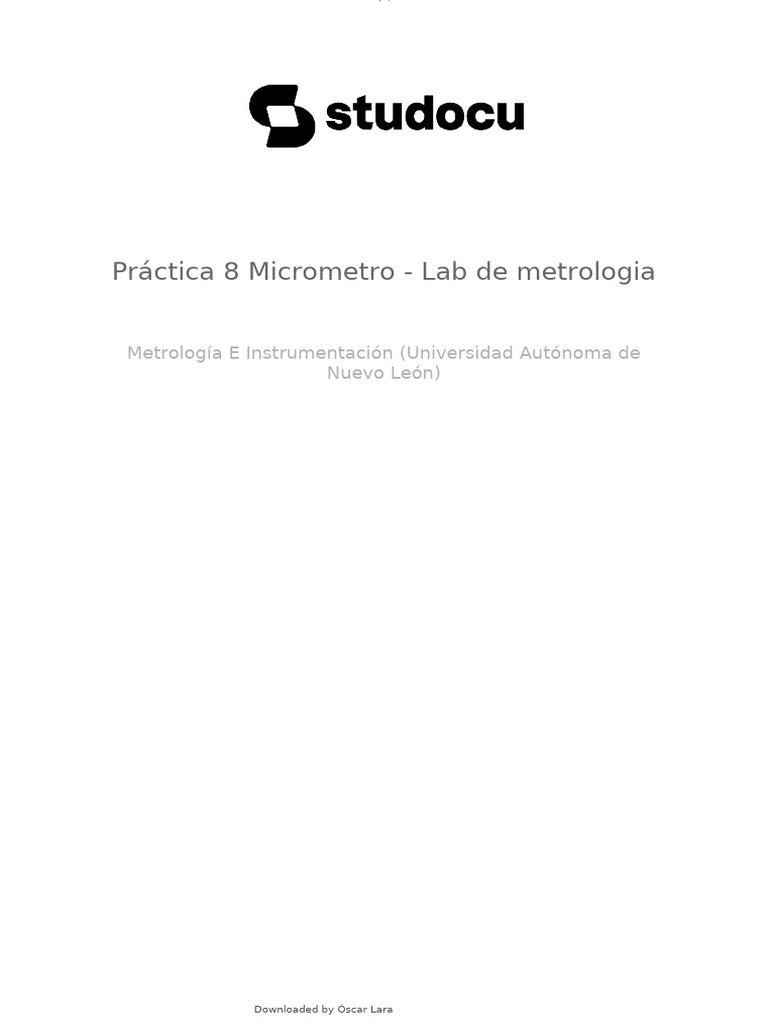 Practica 8 Micrometro Lab de Metrologia | PDF | Metrología