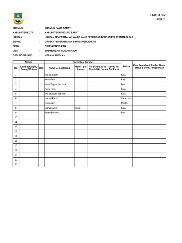 Kir Form Smpn5 Baru | PDF