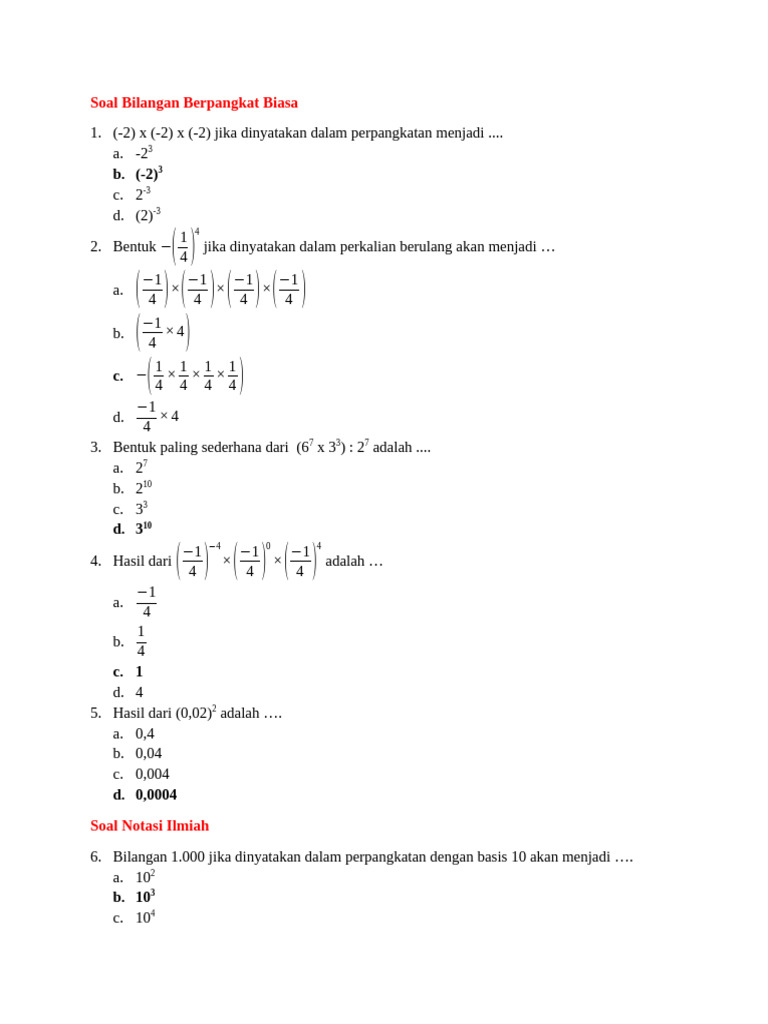 SOAL PSTS Kelas 9 Semester 1 TH 2024 Eksponen Bentuk Akar Dan Soal AKM ...