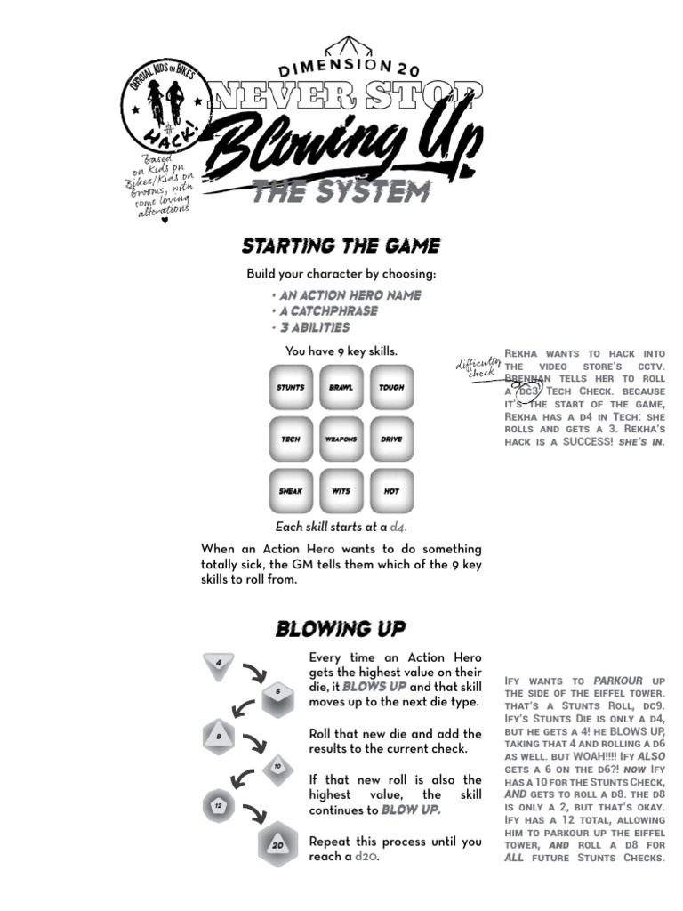 Never Stop Blowing Up Game System - Printer Friendly | PDF
