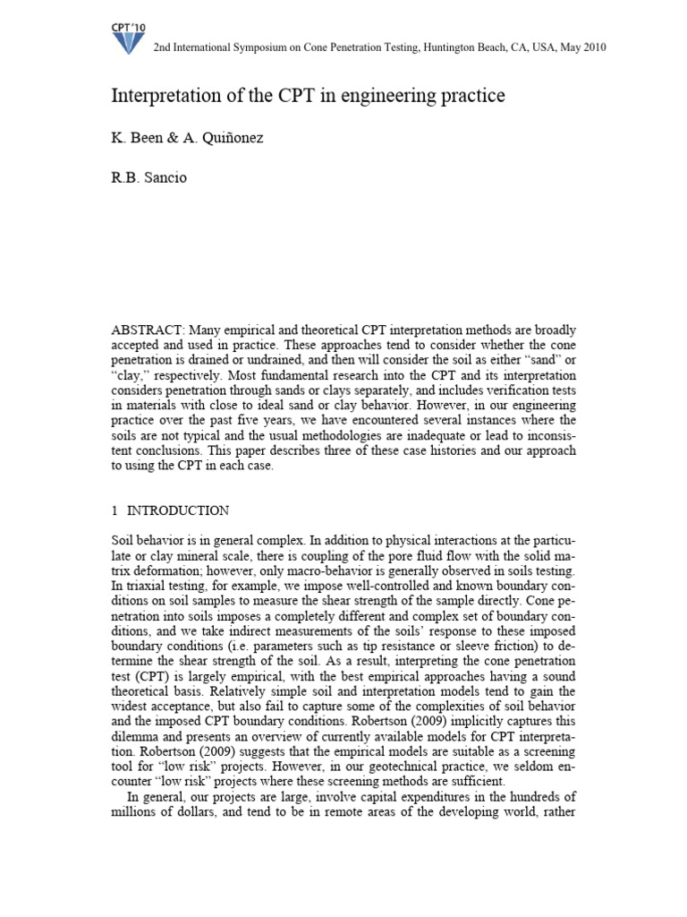 Been 2010 CPT in Practice CPT10 | PDF | Soil Mechanics | Strength Of ...