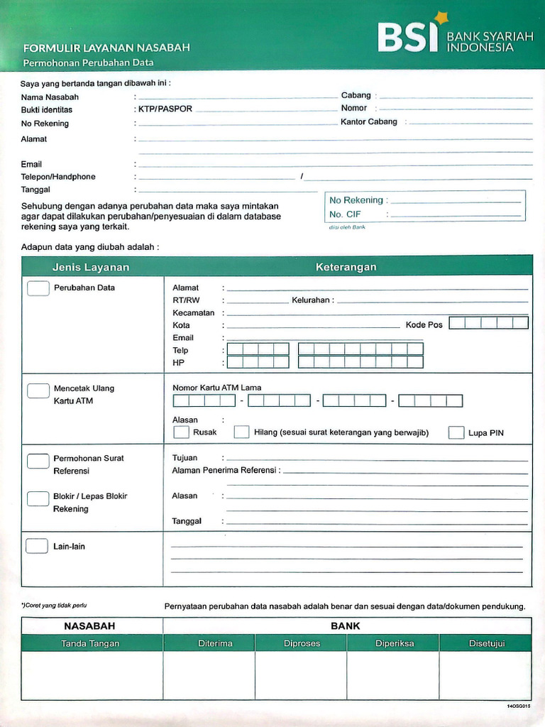 Form Pelayanan Nasabah 1 | PDF