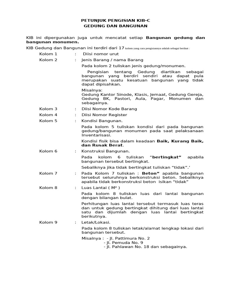 Petunjuk Pengisian - KIB C 2022 | PDF