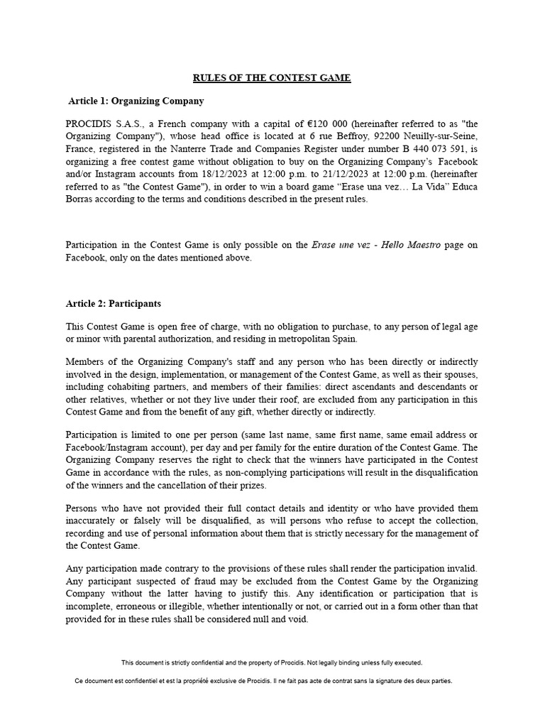 Contest Rules for Board Game Giveaway | PDF | Defamation | Legal Liability