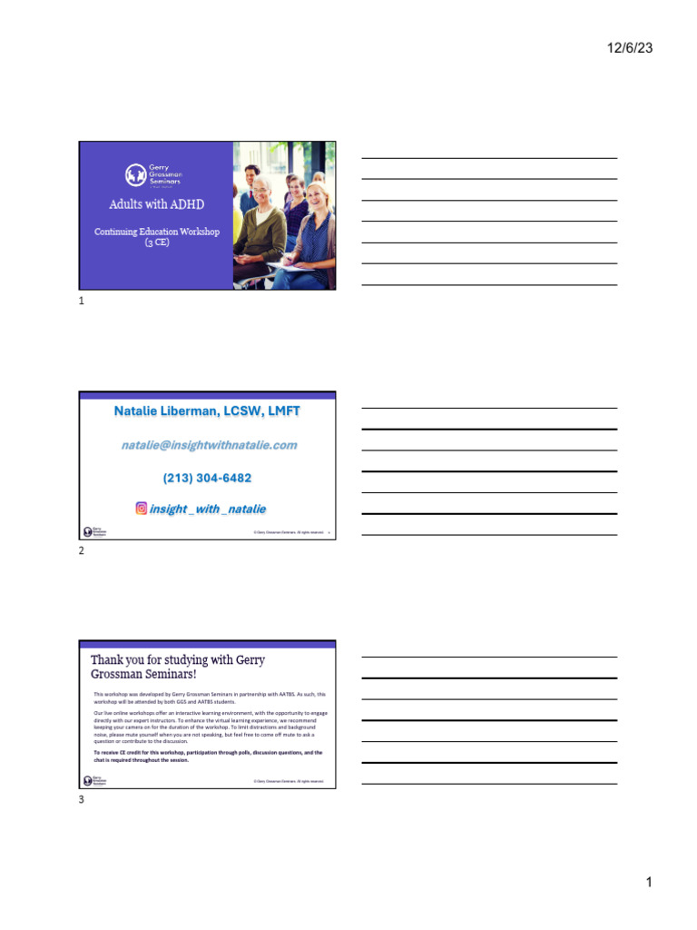 Adult ADHD Workshop | PDF | Attention Deficit Hyperactivity Disorder | Adult Attention Deficit ...