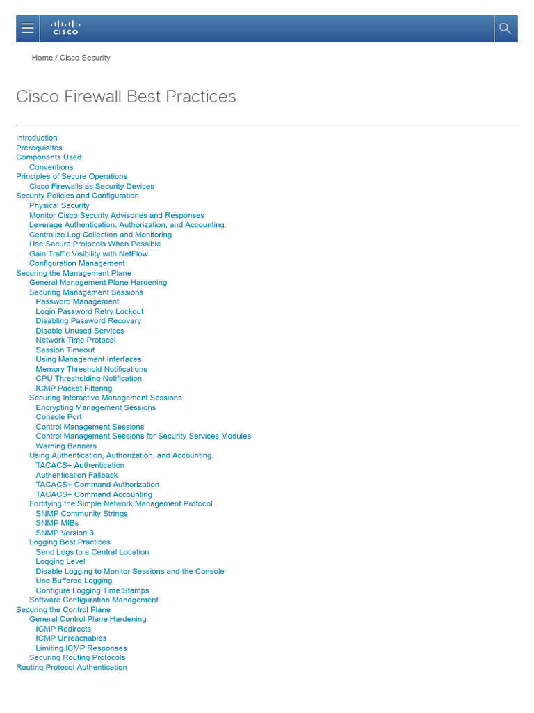 Cisco Firewall Best Practices | PDF | Radius | Secure Shell