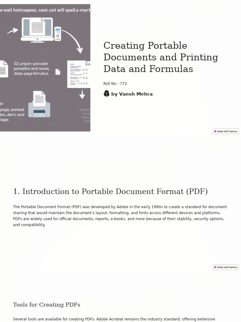 Creating Portable Documents and Printing Data and Formulas | PDF ...