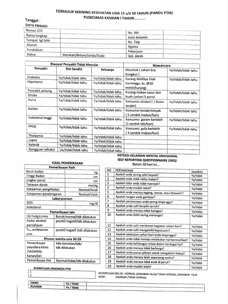 Form Skrening PTM | PDF