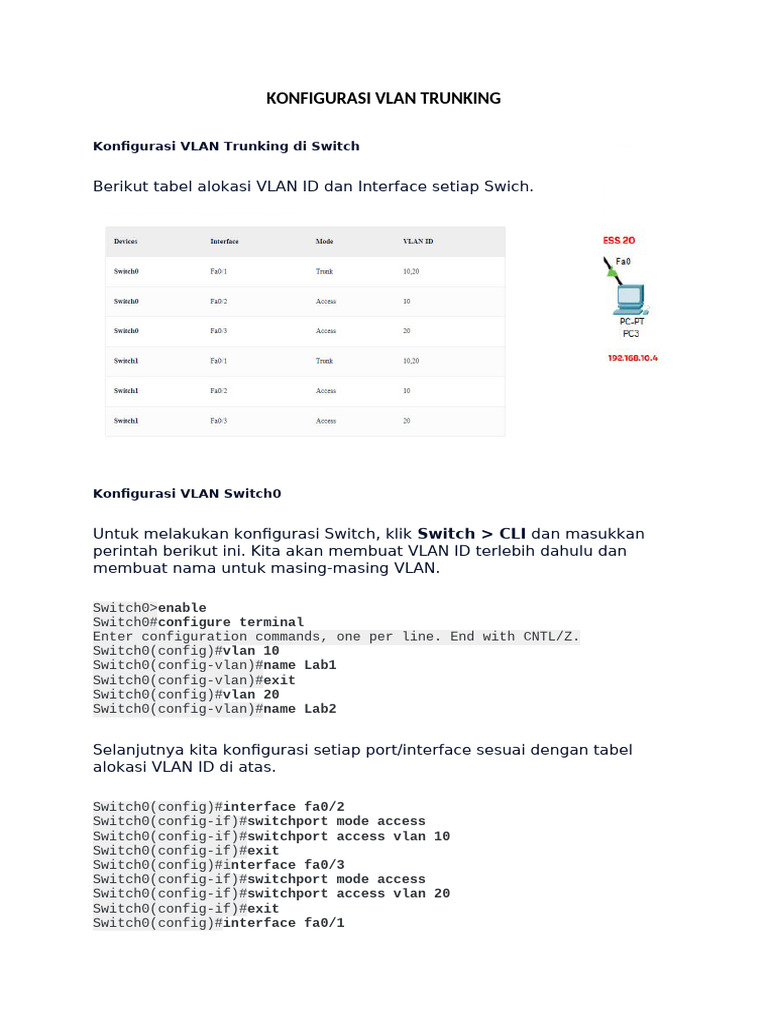 Konfigurasi Vlan Trunking | PDF