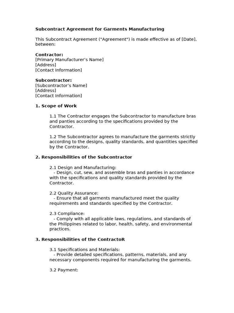 Contract for subcon | PDF | Breach Of Contract | Specification ...