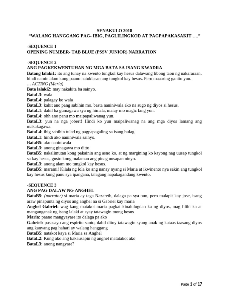 Final Script Senakulo 2018 | PDF