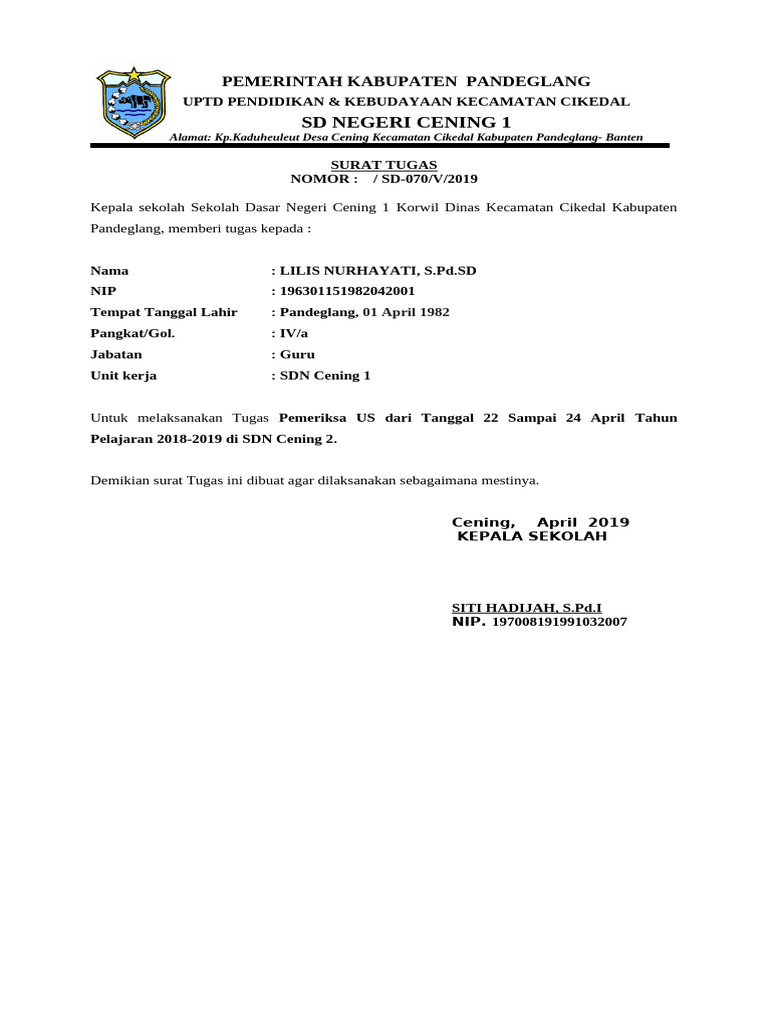 Surat Tugas Us Bu Esih | PDF