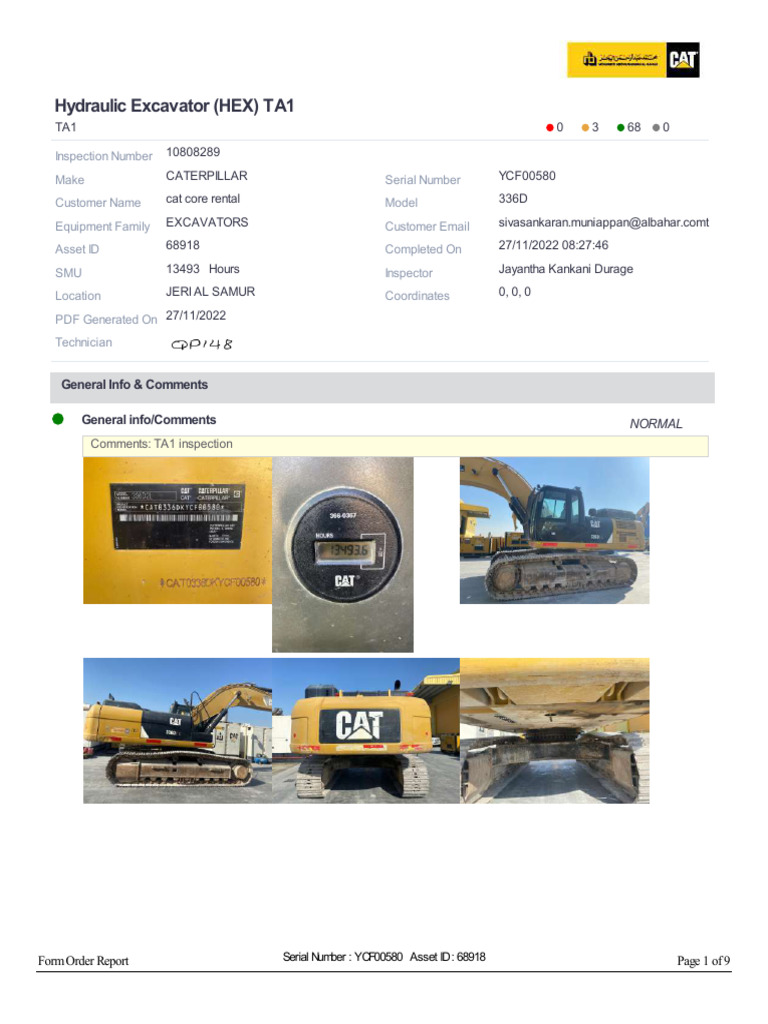 Caterpillar 336D Excavator Inspection | PDF | Pump | Vehicle Technology