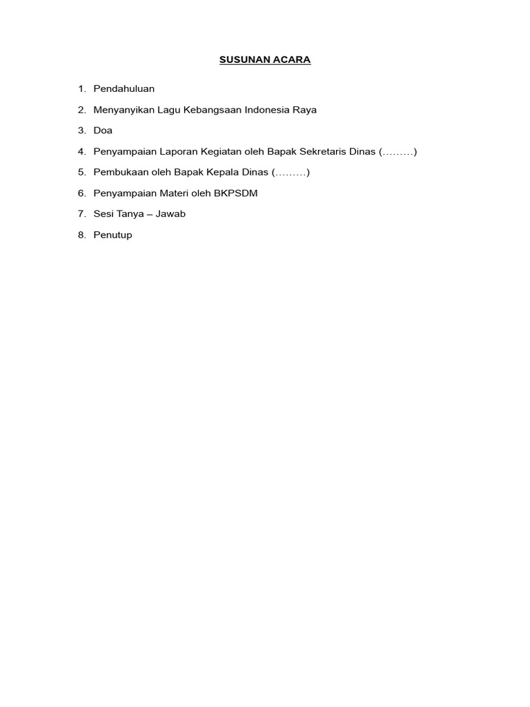Acara Resmi Dinas Pemerintah | PDF