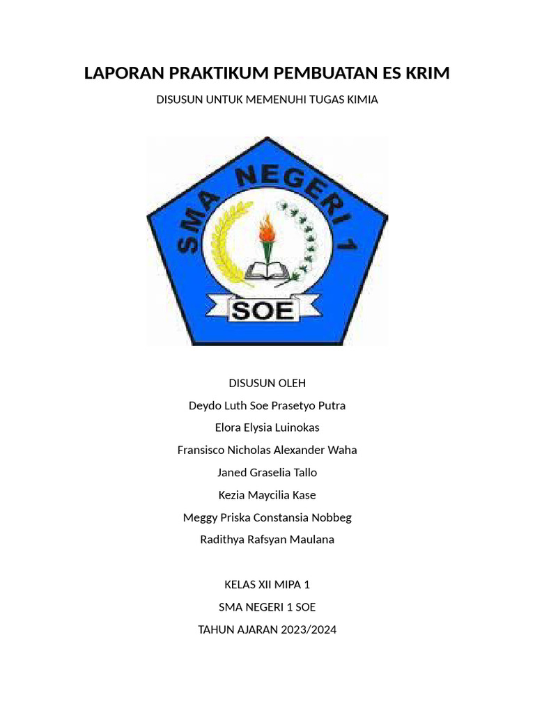 Laporan Praktikum Kimia Es Krim Kel 4 | PDF