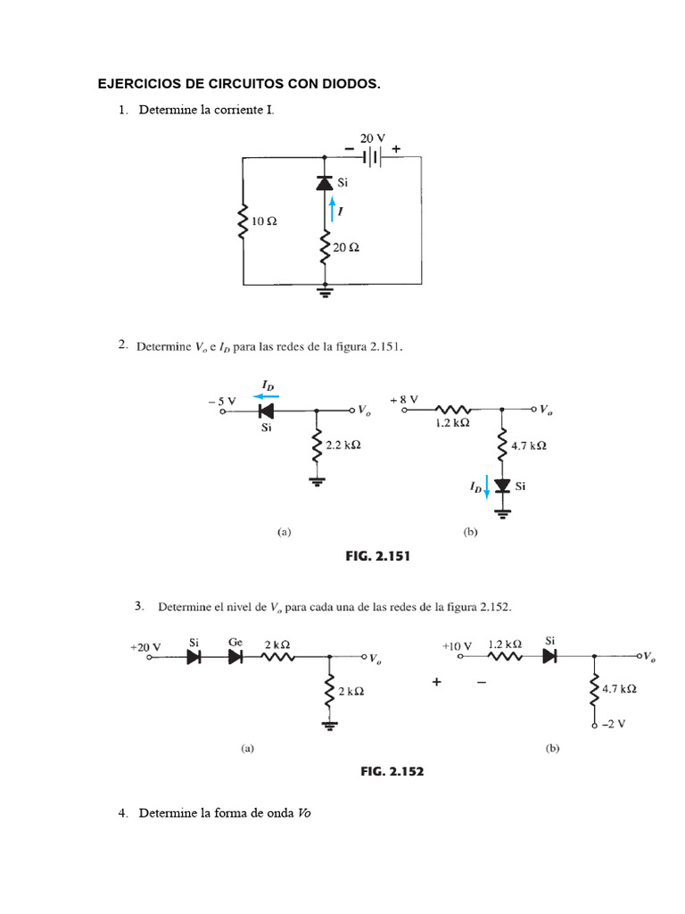 Ejercicios de Circuitos Con Diodos | PDF