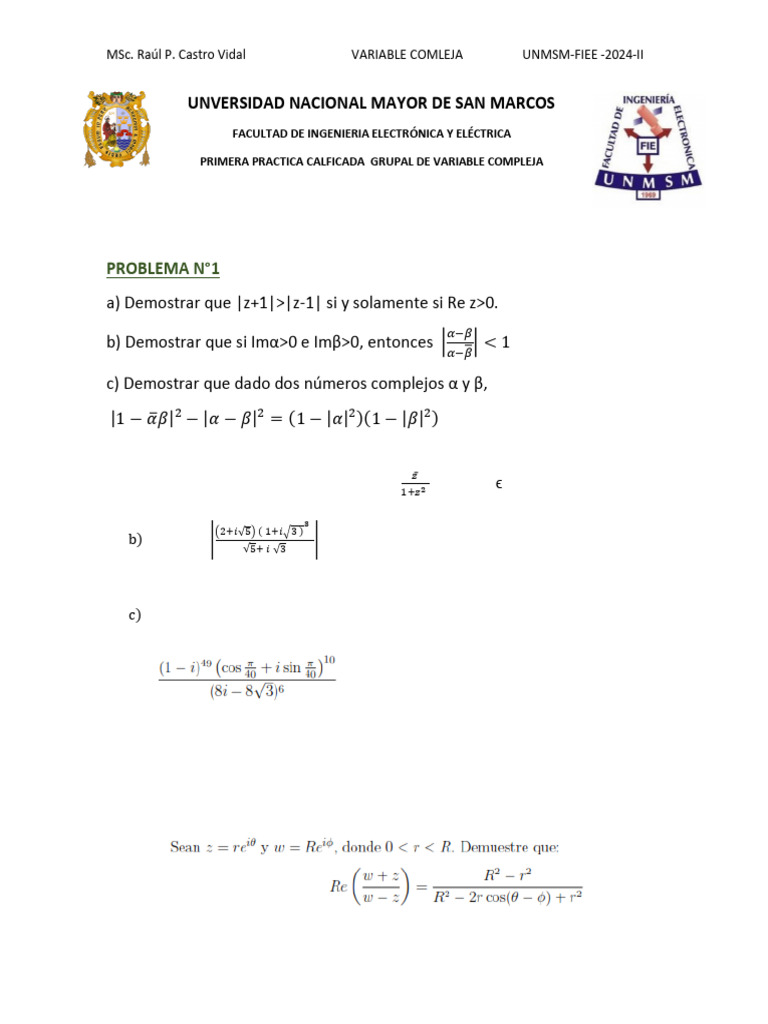 Práctica Grupal de Variable Compleja | PDF | Ciencia y matemáticas