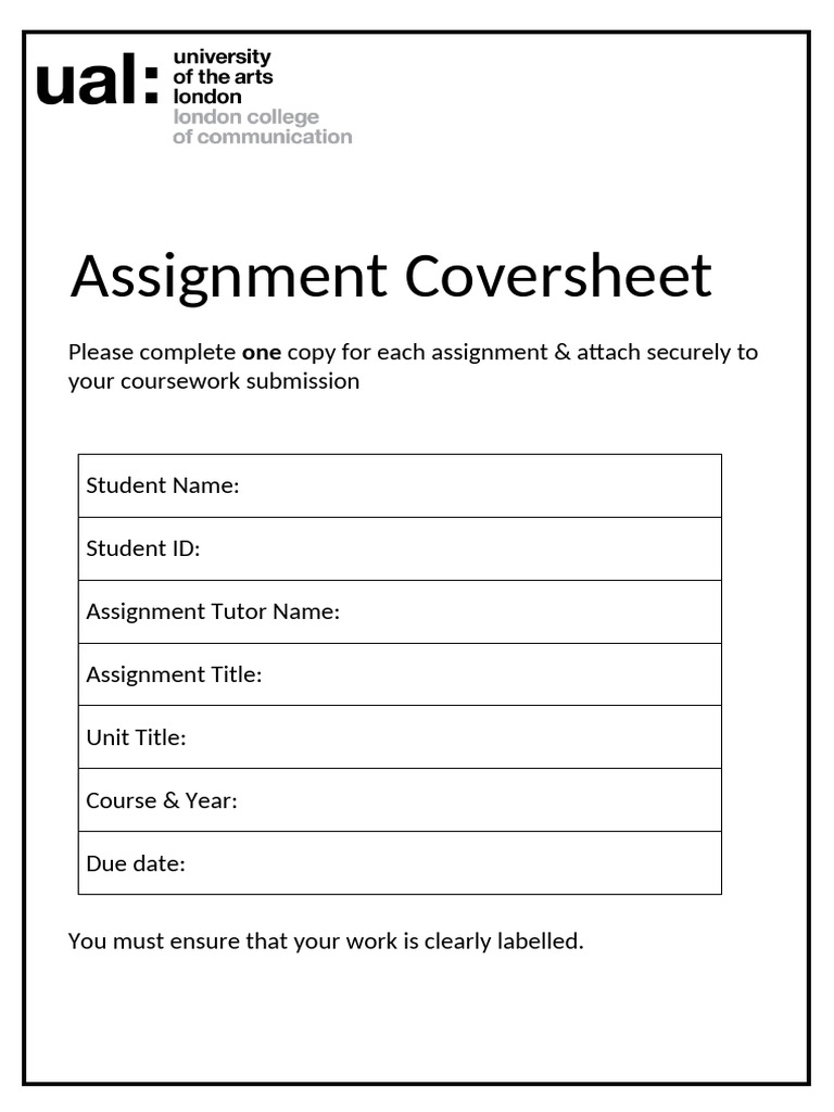 Assignment Coversheet | PDF