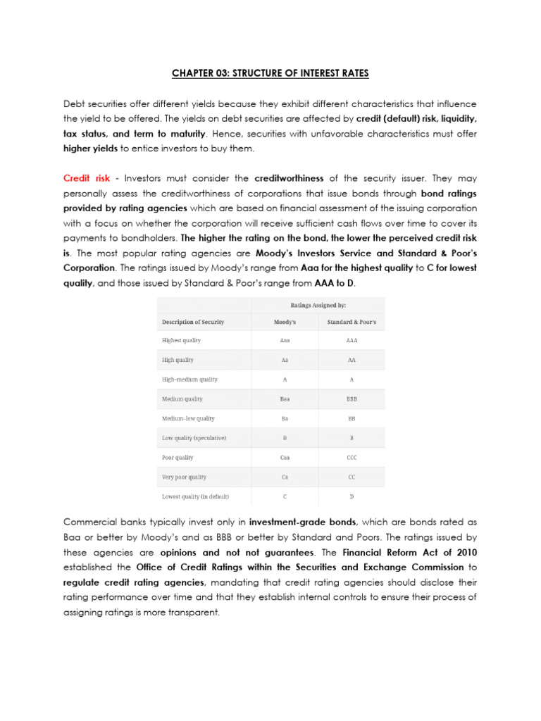 Structure of Interest Rates Explained | PDF | Interest | Yield Curve