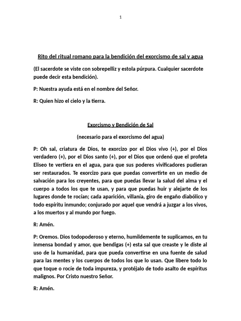 Exorcismo de Sal y Agua: Ritual Romano | PDF | Exorcismo | Salvación