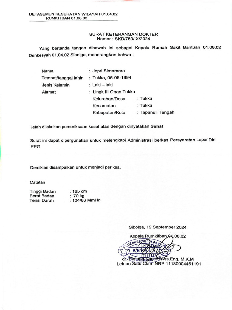 Surat Kesehatan | PDF