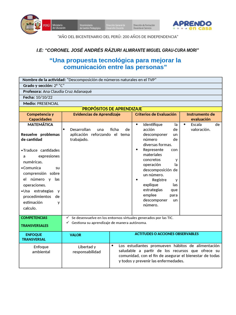 Sesión de Aprendizaje 10-10-2022 | PDF | Aprendizaje | Cognición