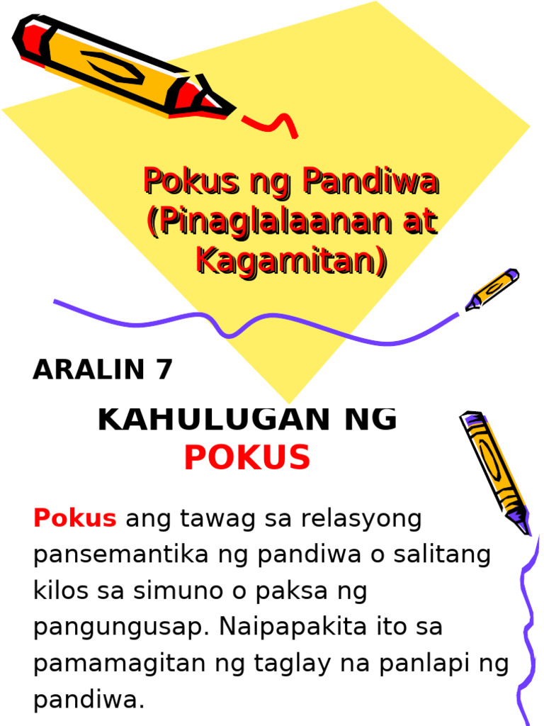 10 ARALIN 7 Pokus NG Pandiwa (Pinaglalaanan at Kagamitan) | PDF
