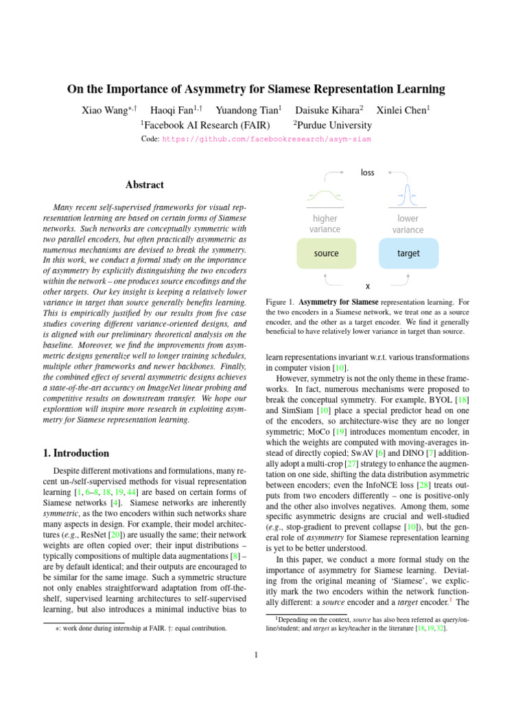 (2022 - CVPR) On The Importance of Asymmetry For Siamese Representation ...