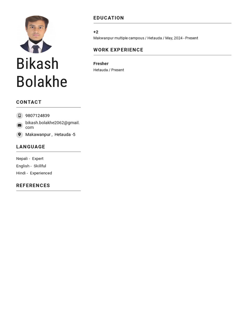 Bikash Bolakhe CV | PDF