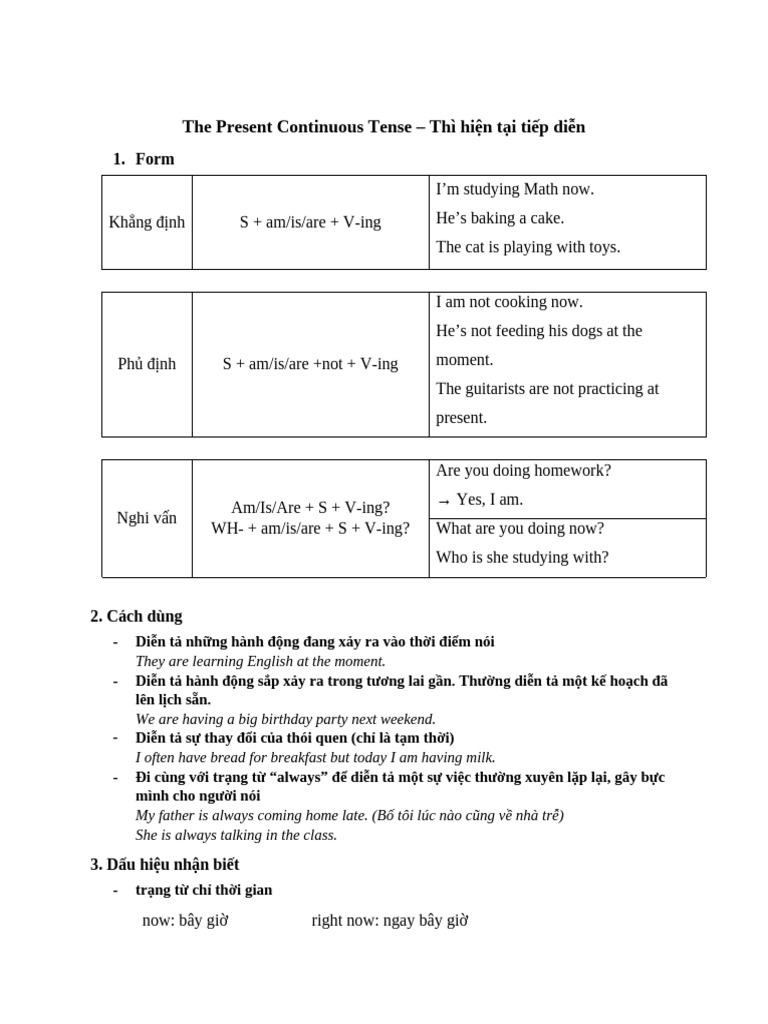 The Present Continuous Tense | PDF
