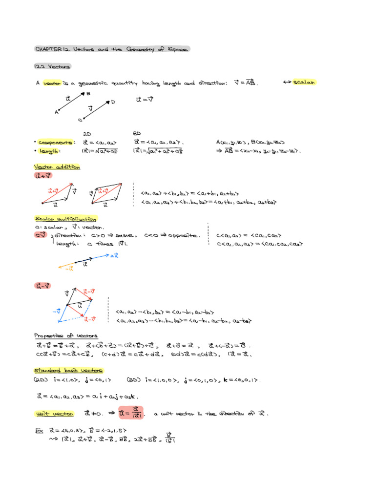 Chapter 12. Vectors and The Geometry of Space (Part 1) | PDF | Euclidean Vector | Algebraic Geometry