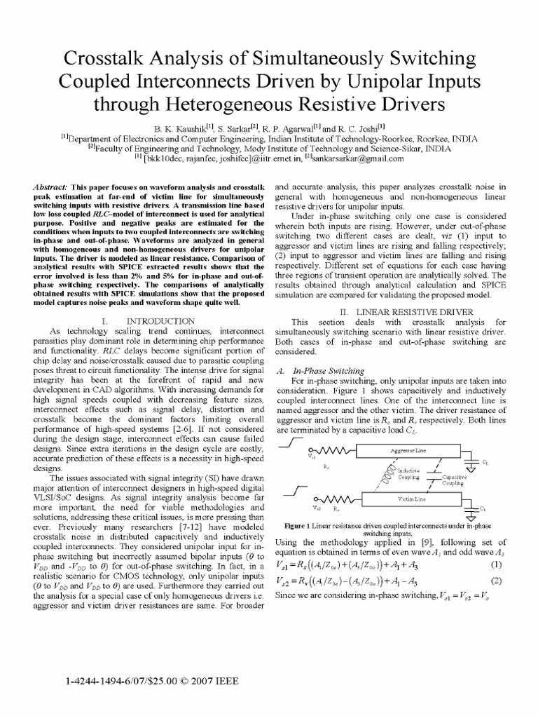 Rosstalk Analysis of Simultaneously Switching | PDF | Electricity ...