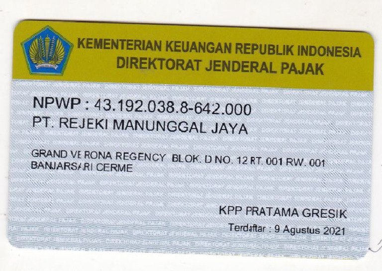 NPWP PT RMJ | PDF