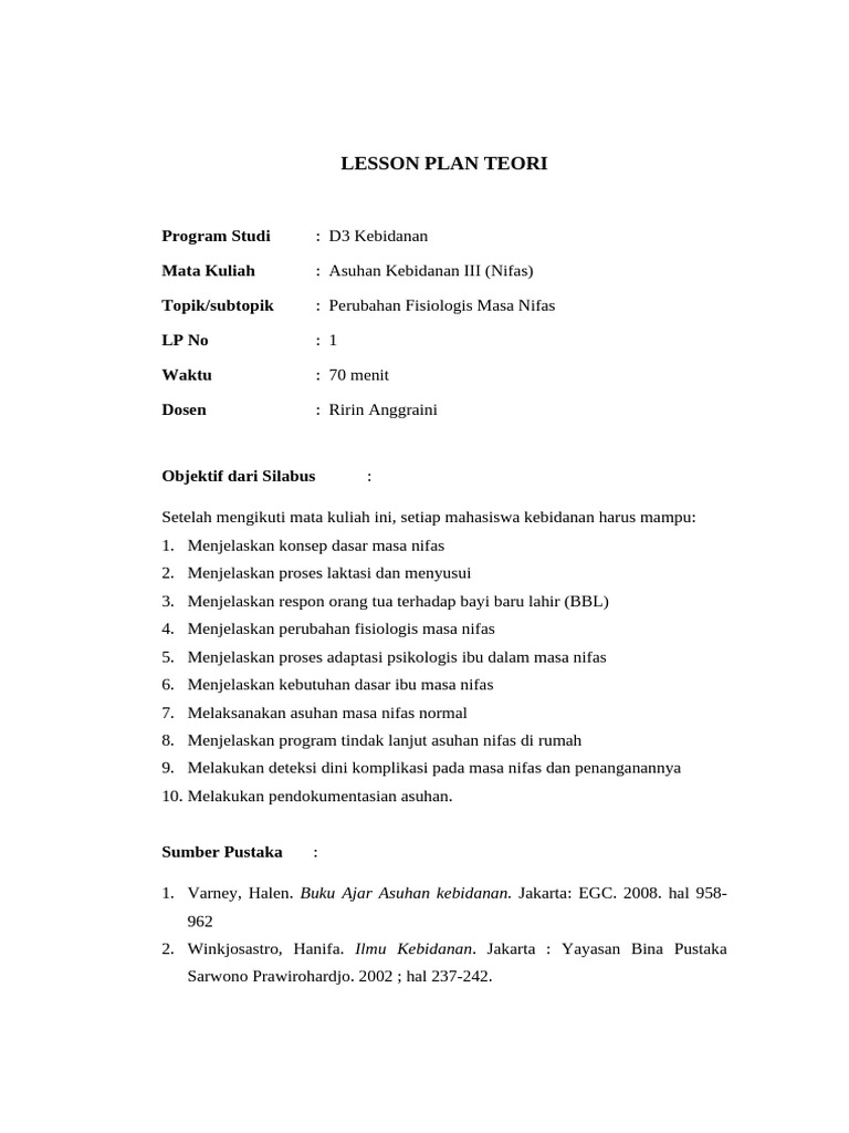 Lesson Plan Teori | PDF