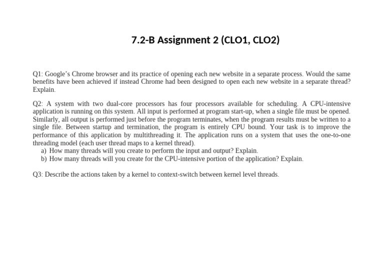 7.2-A Assignment 2 Question Paper OS | PDF