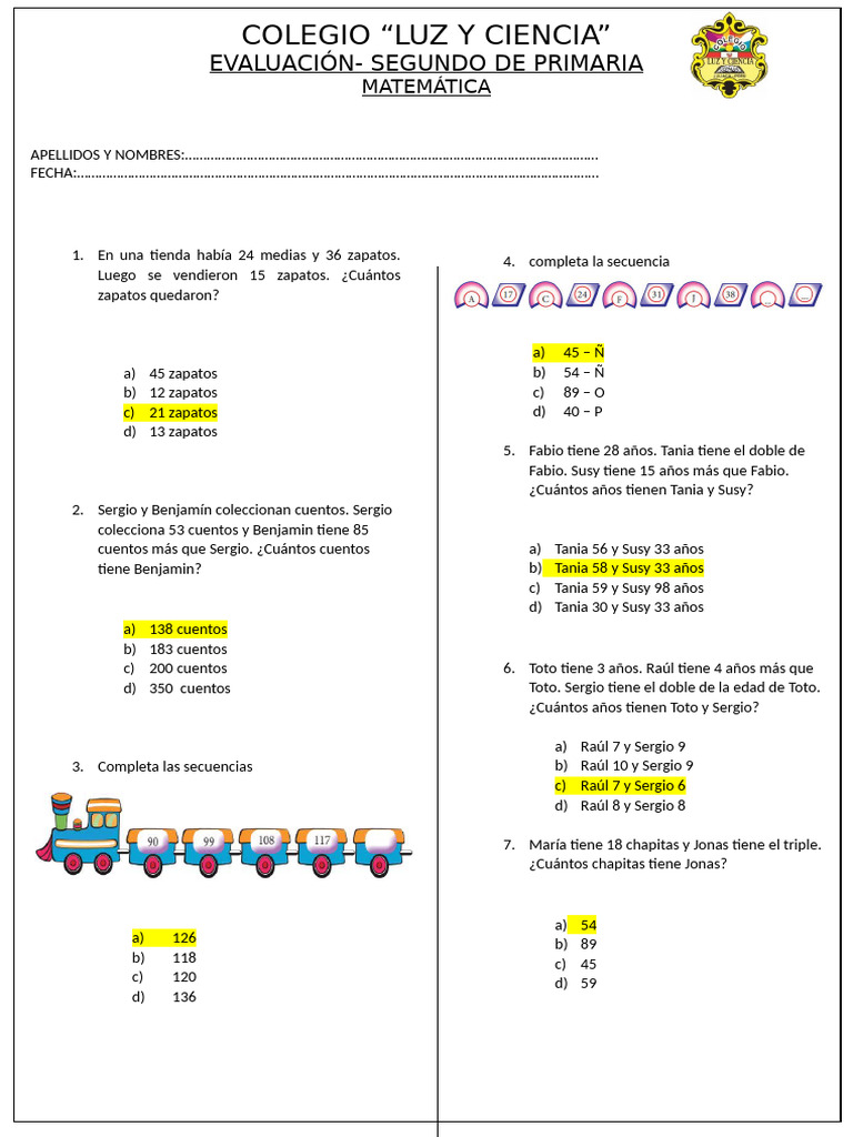2do Prim Math | PDF