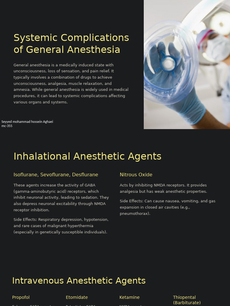 Systemic Complications of General Anesthesia | PDF | Cardiopulmonary ...