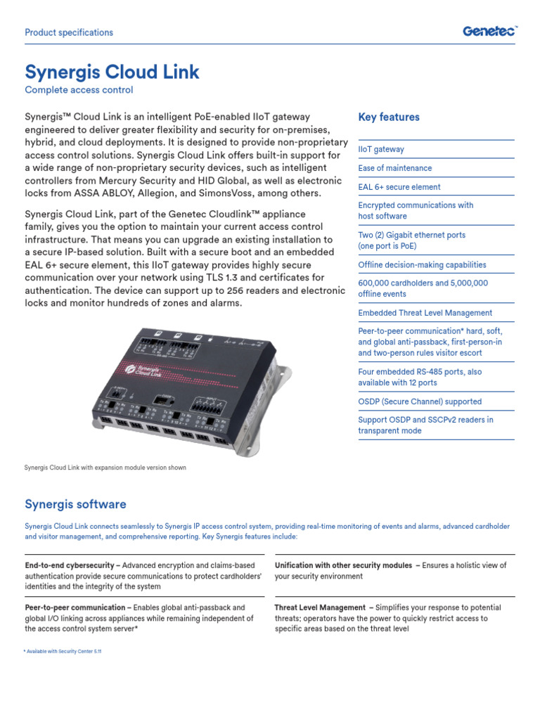 EN Genetec Synergis Cloud Link Datasheet | PDF | Cloud Computing ...