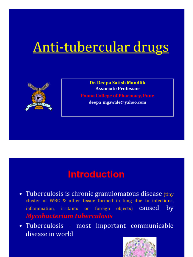 Dr. Deepa Satish Mandlik: Poona College of Pharmacy, Pune | PDF | Tuberculosis | Mycobacterium