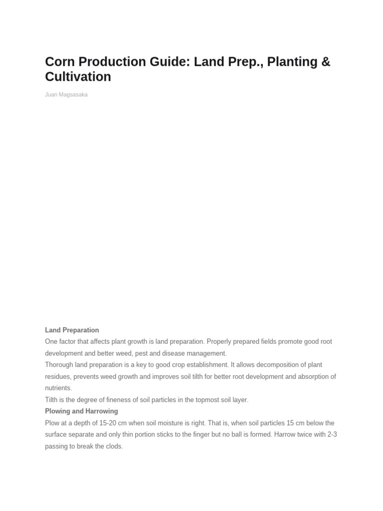 Corn Production Guide | PDF | Plough | Tillage